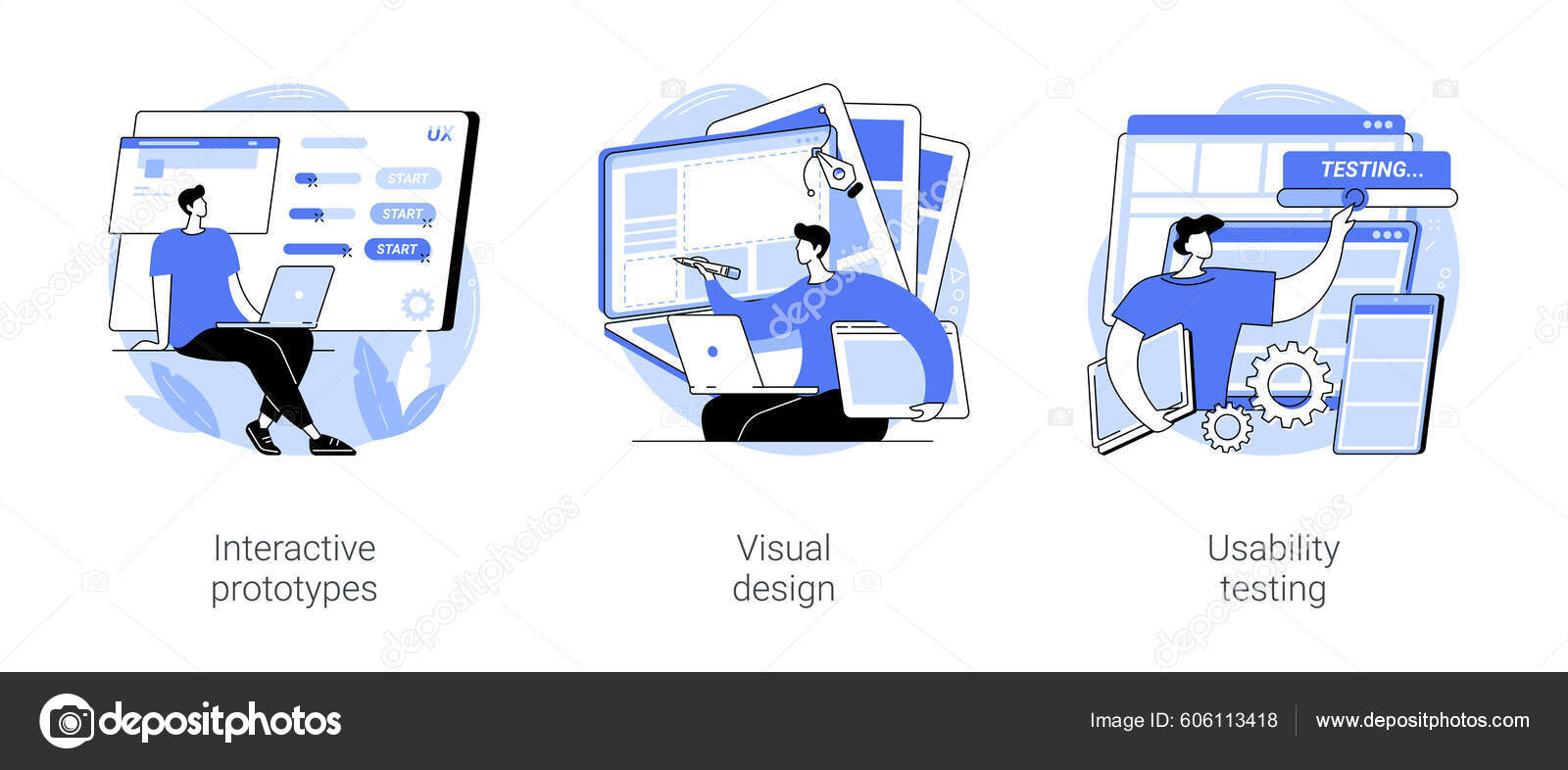 Design Isolated Cartoon Vector Illustrations Set Designer Building ...