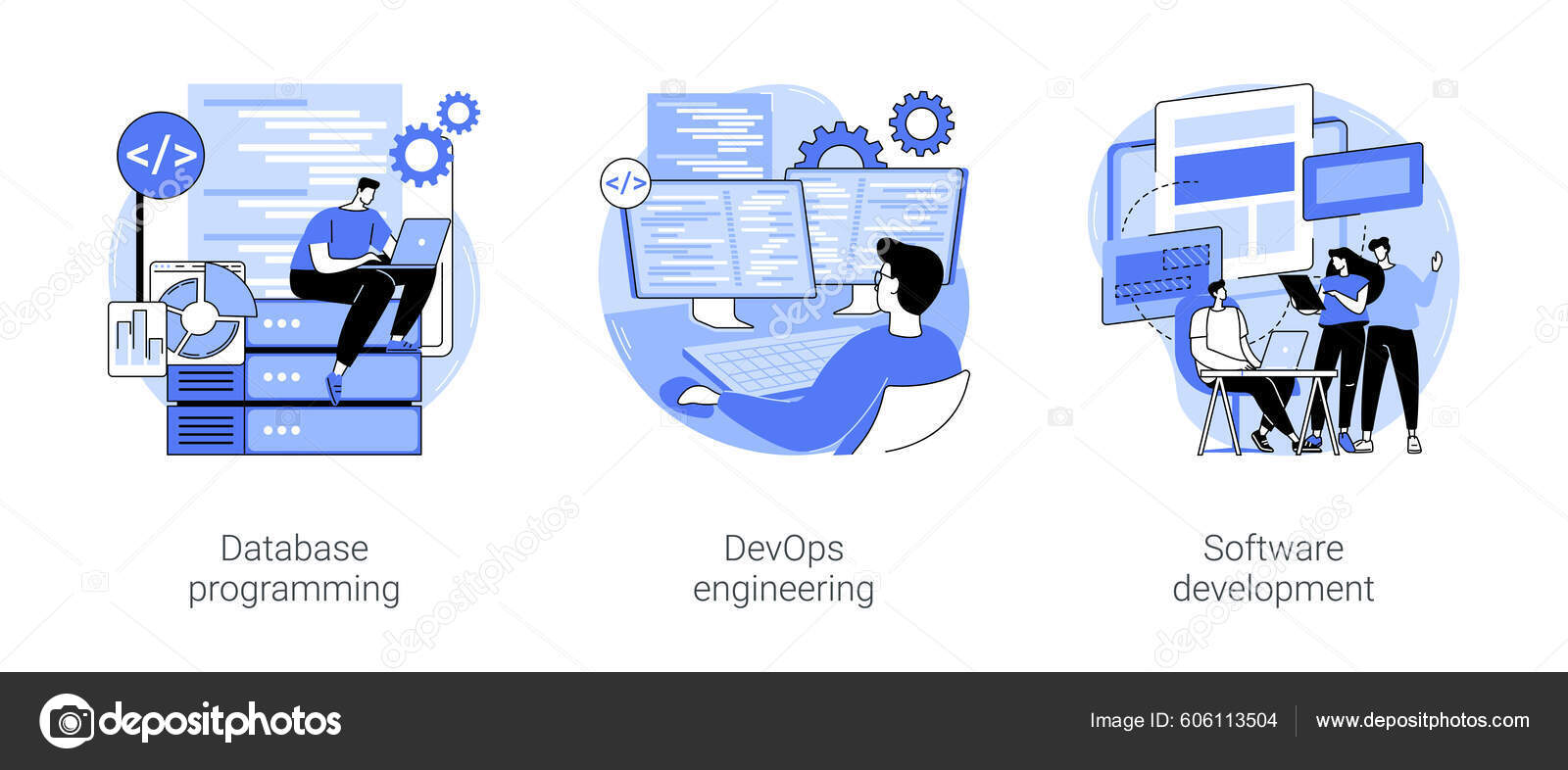 Back End Development Isolated Cartoon Vector Illustrations Set Database Architecture Vector de ...