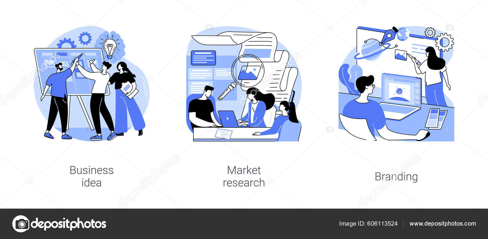 New Startup Project Isolated Cartoon Vector Illustrations Set Group ...