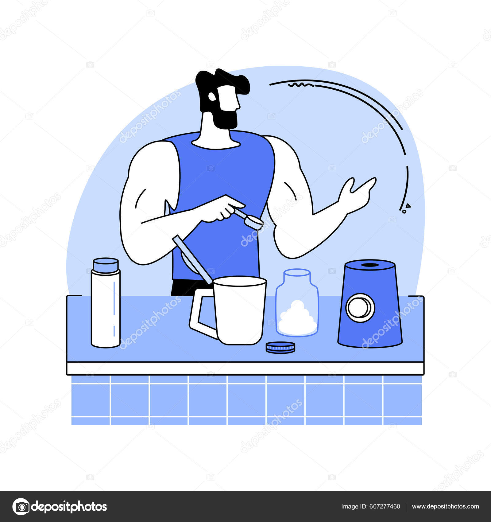 Protein Shake Isolated Cartoon Vector Illustrations Muscular Body Man ...
