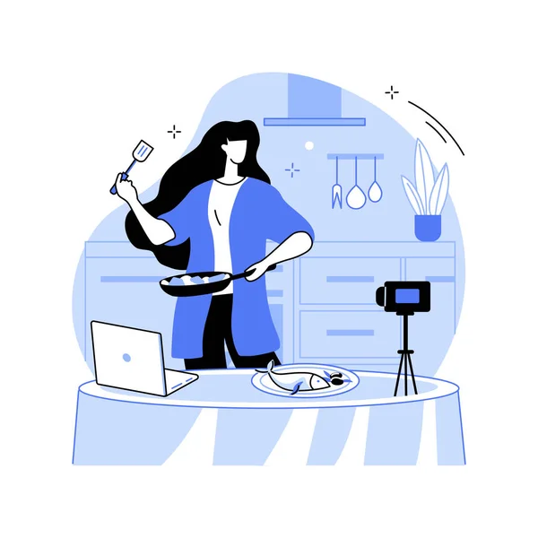 Filming cooking classes isolated cartoon vector illustrations. Young ...