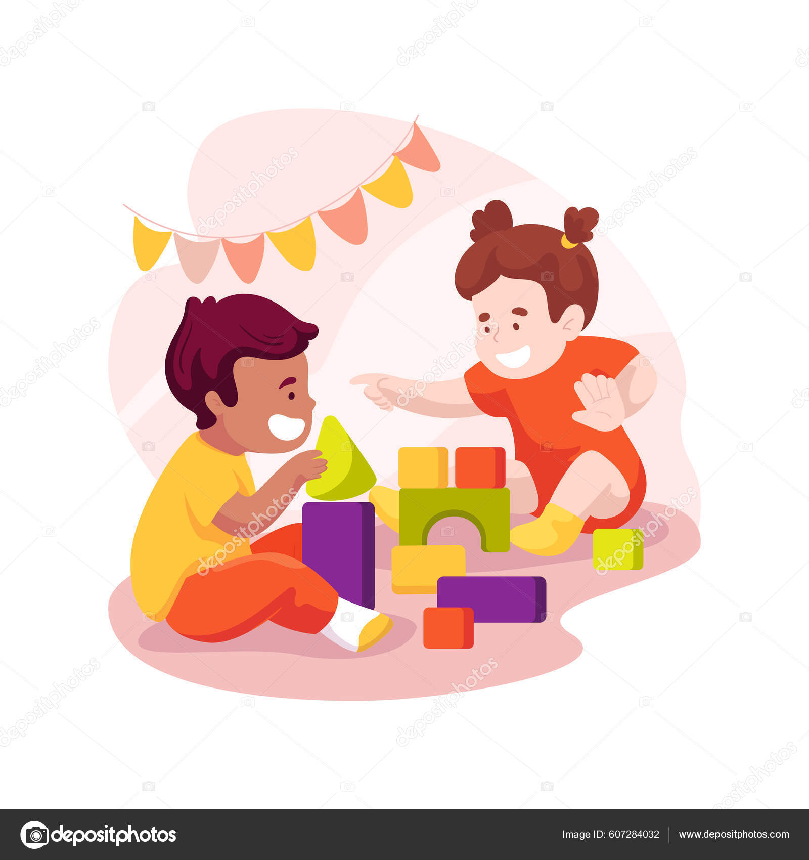 Stacking Blocks Isolated Cartoon Vector Illustration Infant Early ...