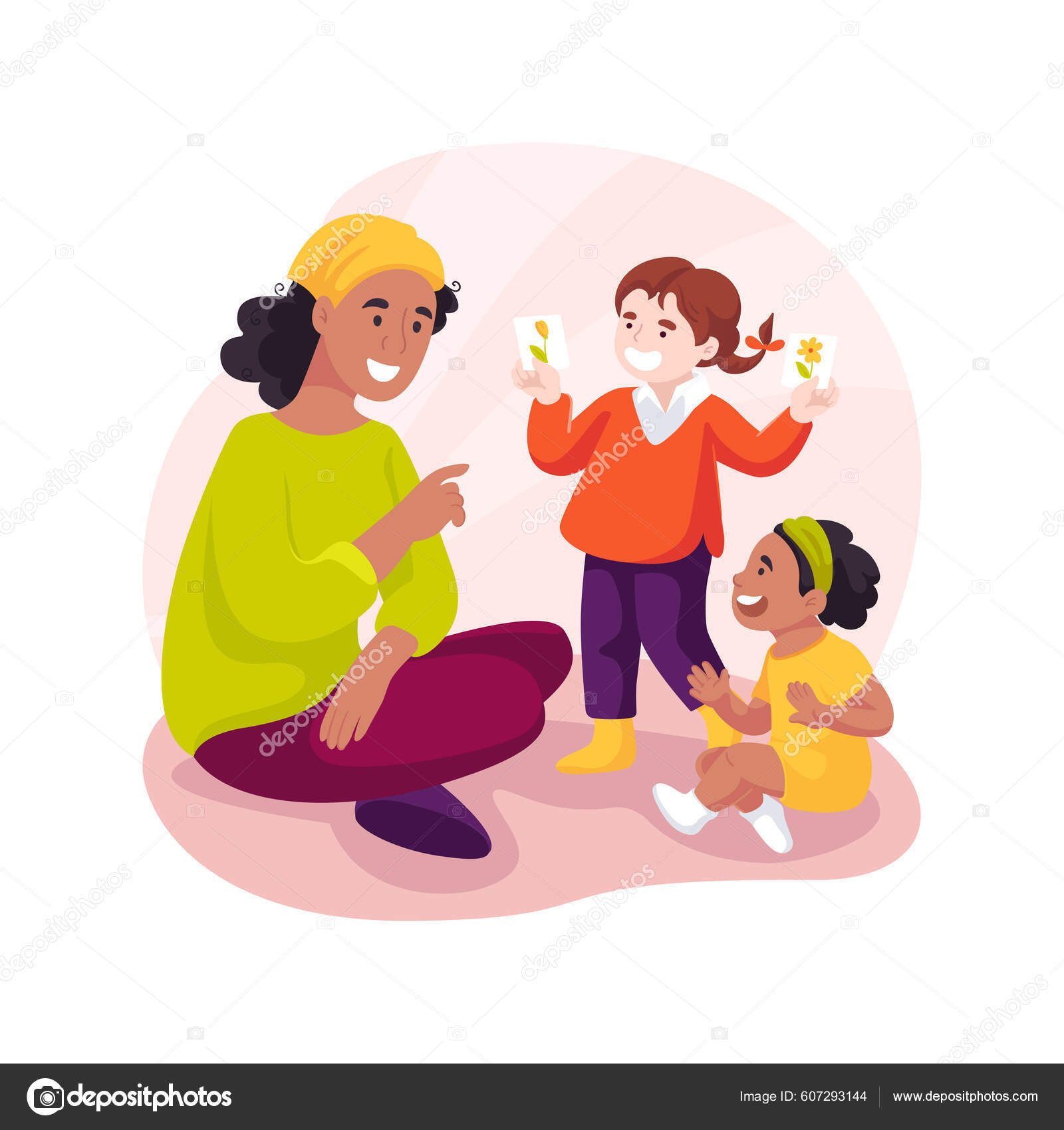 Billede Historiefortælling Isoleret Tegneserie Vektor Illustration Barn ...