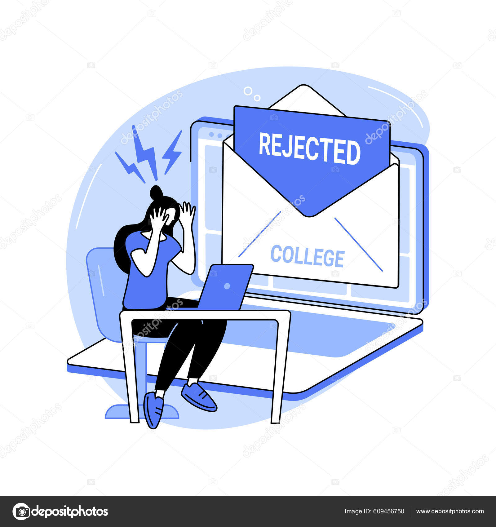 Getting Rejection Letter Isolated Cartoon Vector Illustrations Crying ...