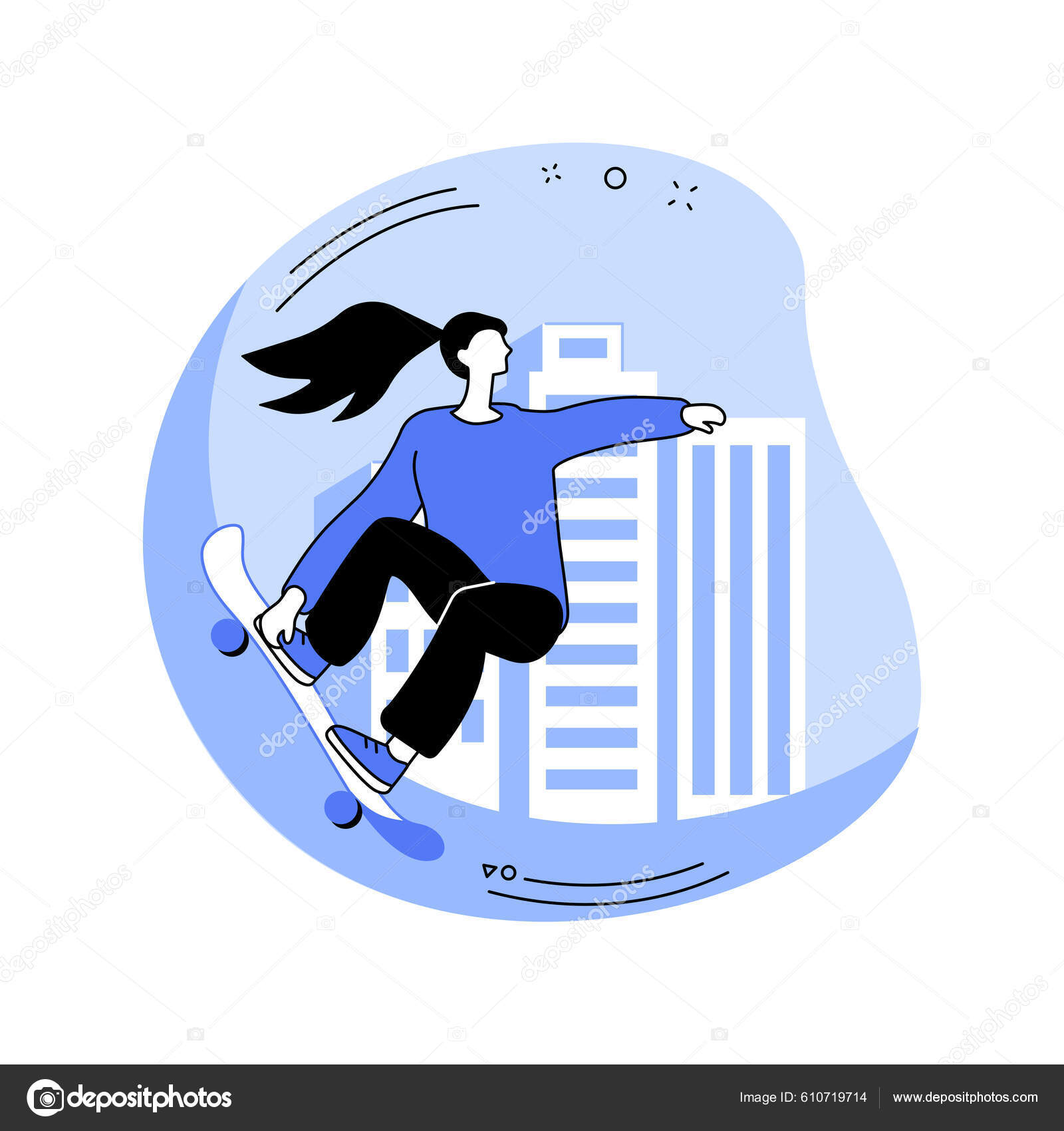 Longboarding Isolierte Cartoon Vektorillustrationen Junges Glückliches ...