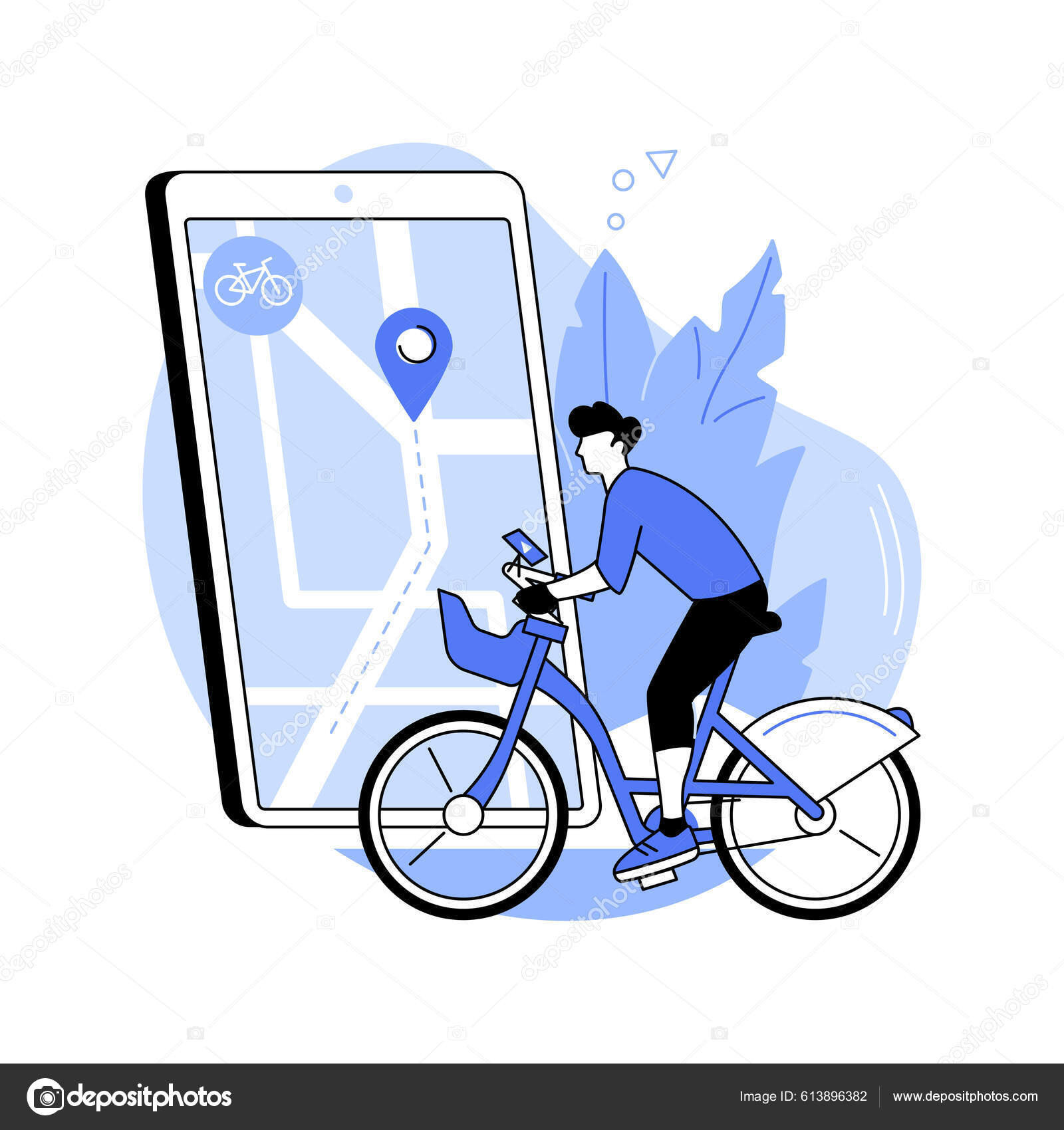 Smart Bike Navigation Isolated Cartoon Vector Illustrations Man Rides ...