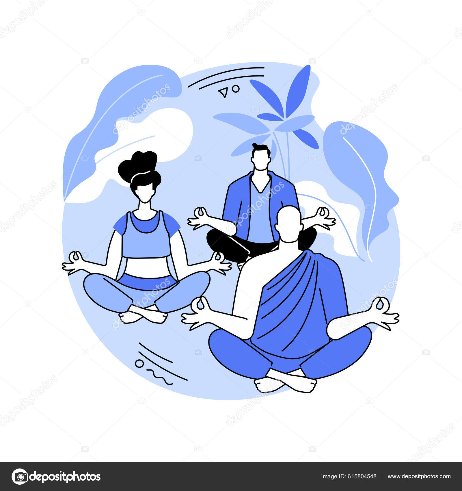 Meditasi Vipassana Mengisolasi Ilustrasi Vektor Kartun Orang Orang ...