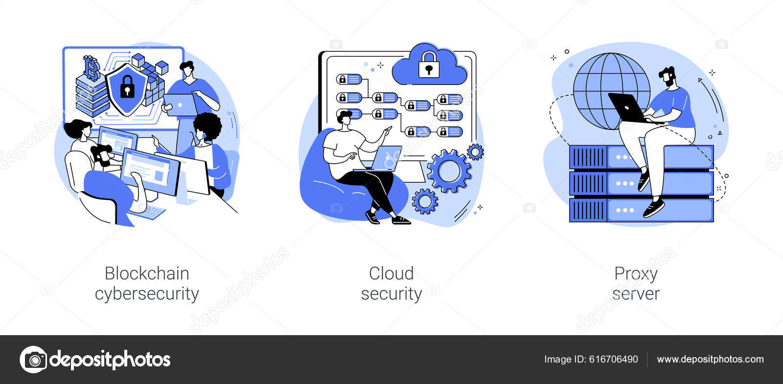 Data Safety Isolated Cartoon Vector Illustrations Set Blockchain ...