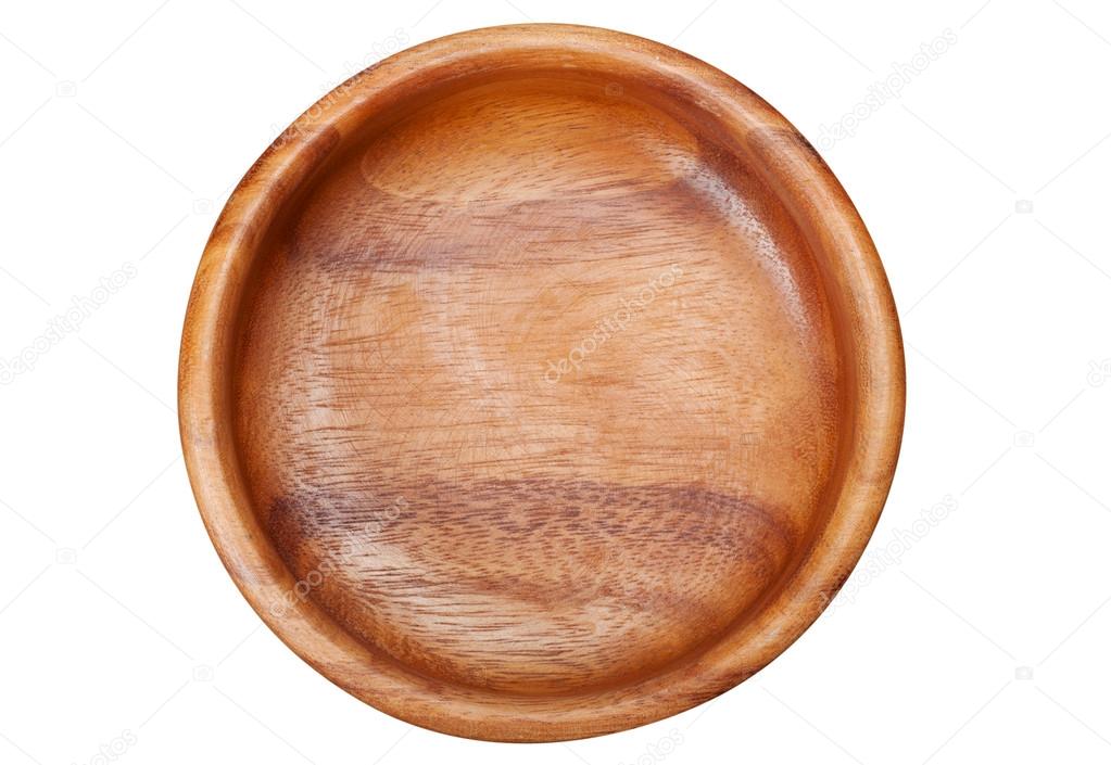 Empty Wooden Bowl, isolated, top view Stock Photo by ©ChamilleWhite ...