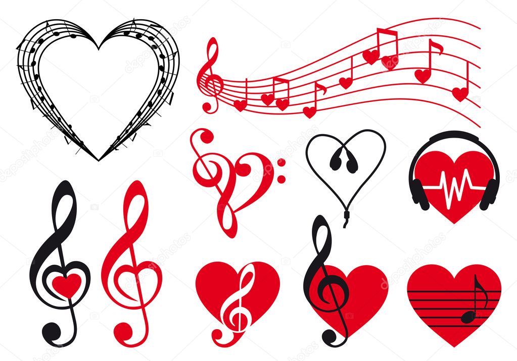 Music hearts, vector — Stock Vector © beaubelle #14371151
