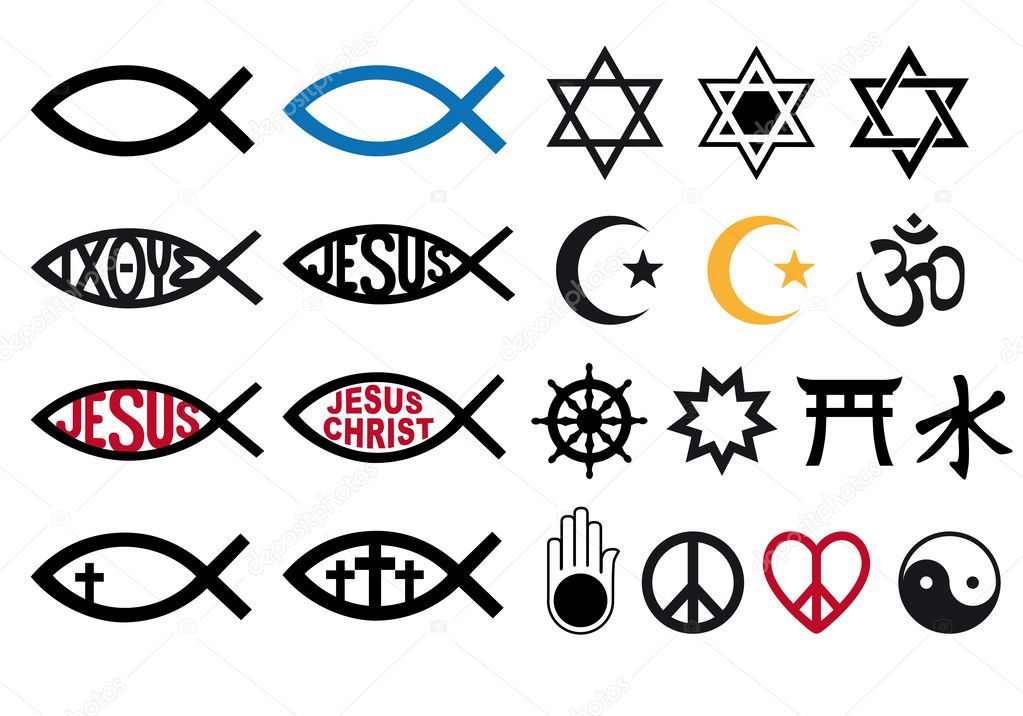 símbolos religiosos, signos de religión, conjunto de vectores 2023
