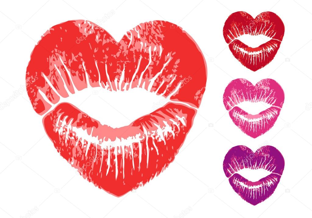 Labios rojos del corazón, vector conjunto Vector de Stock de ©beaubelle ...