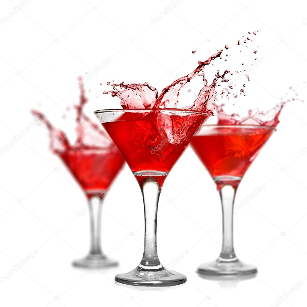 Red cocktails with splash isolated on white Stock Photo by ©artjazz ...