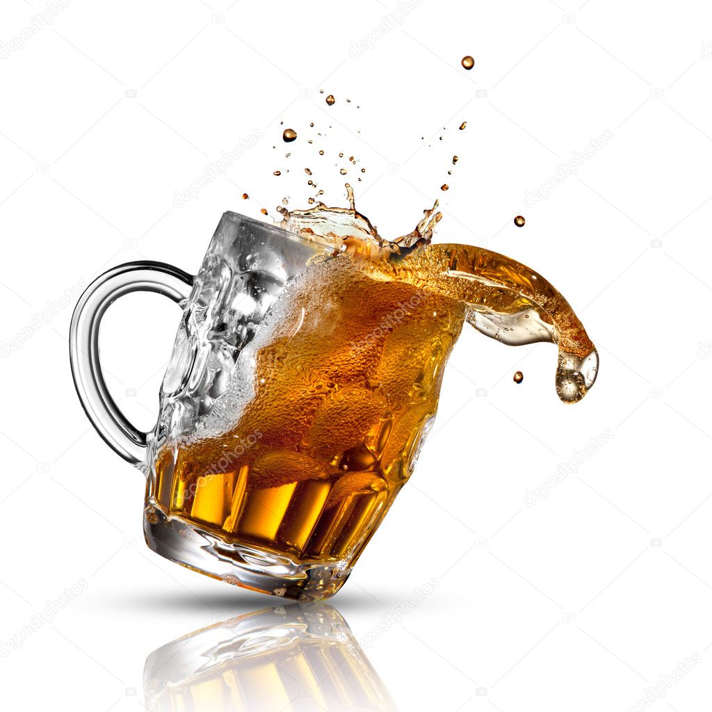 Beer splash in glass isolated on white — Stock Photo © artjazz #31996395
