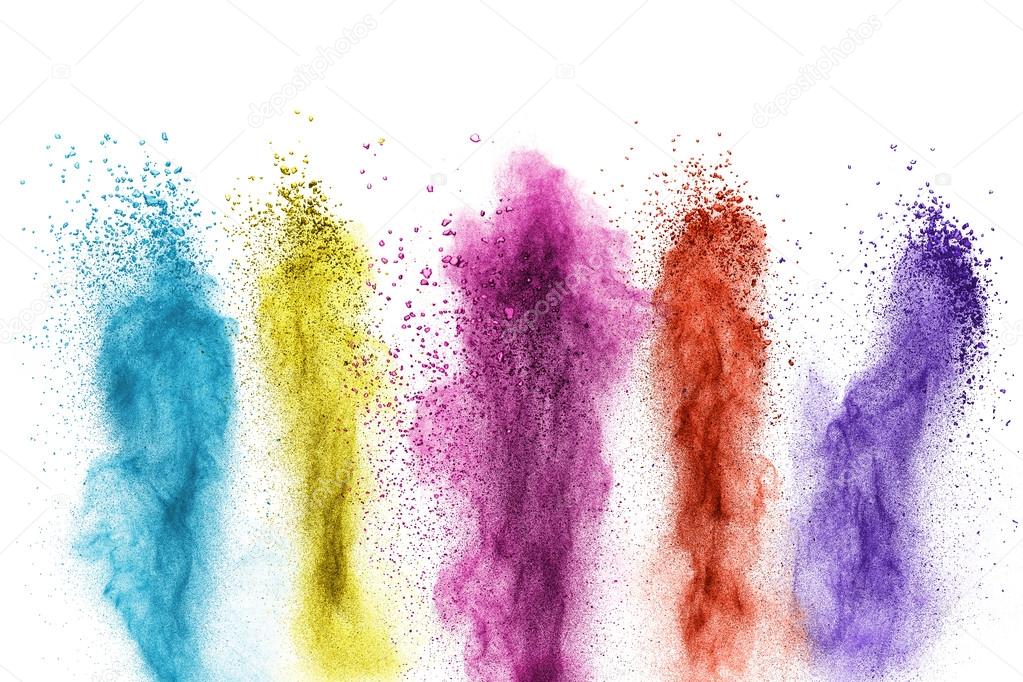 Color powder explosion isolated on white — Stock Photo © artjazz #46177891