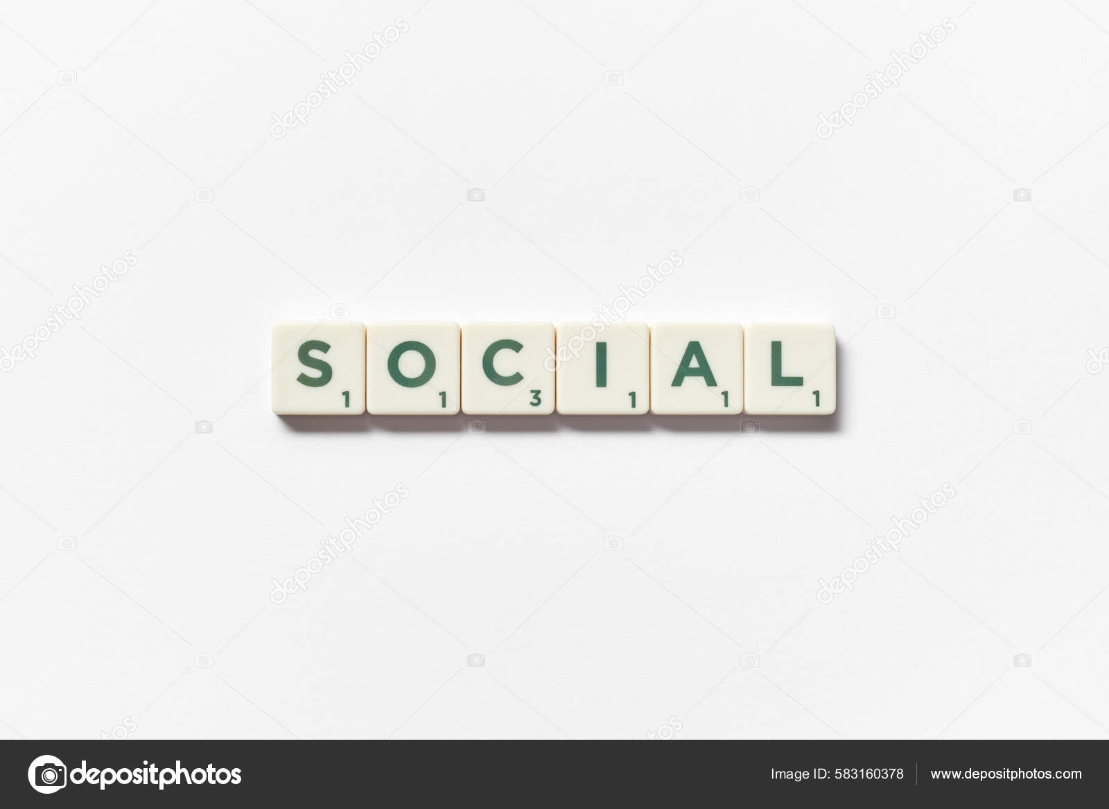 Social Word Formed Scrabble Blocks White Background Still Life Copy ...