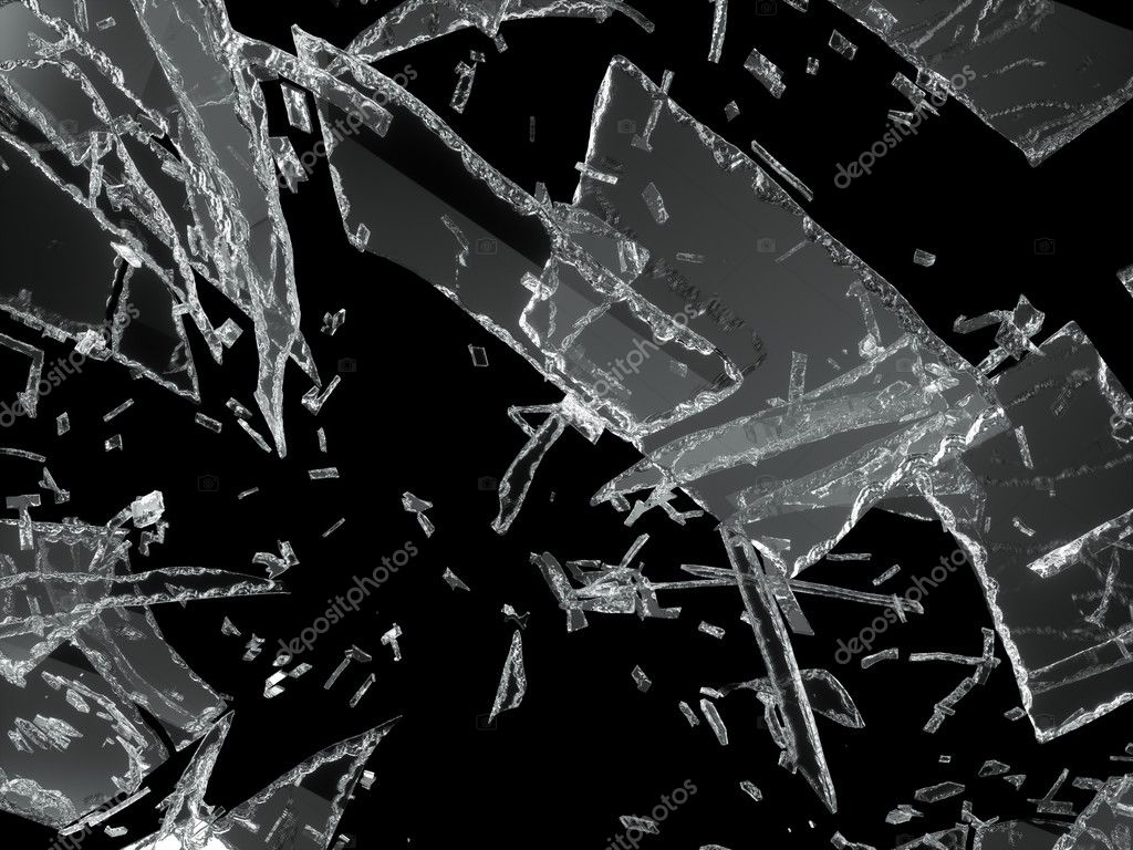 Many pieces of shattered glass over black — Stock Photo © Arsgera #47164075