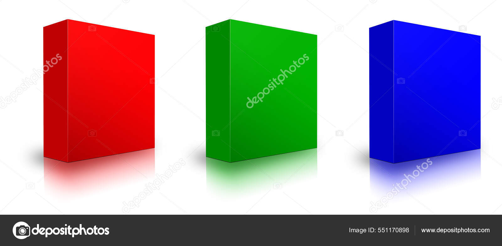 Three Rgb Software Boxes Blank Template Red Green Blue Presentation ...