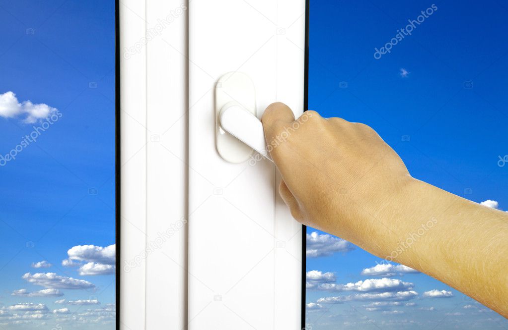 Hand opens window — Stock Photo © Ivantsov #14259327