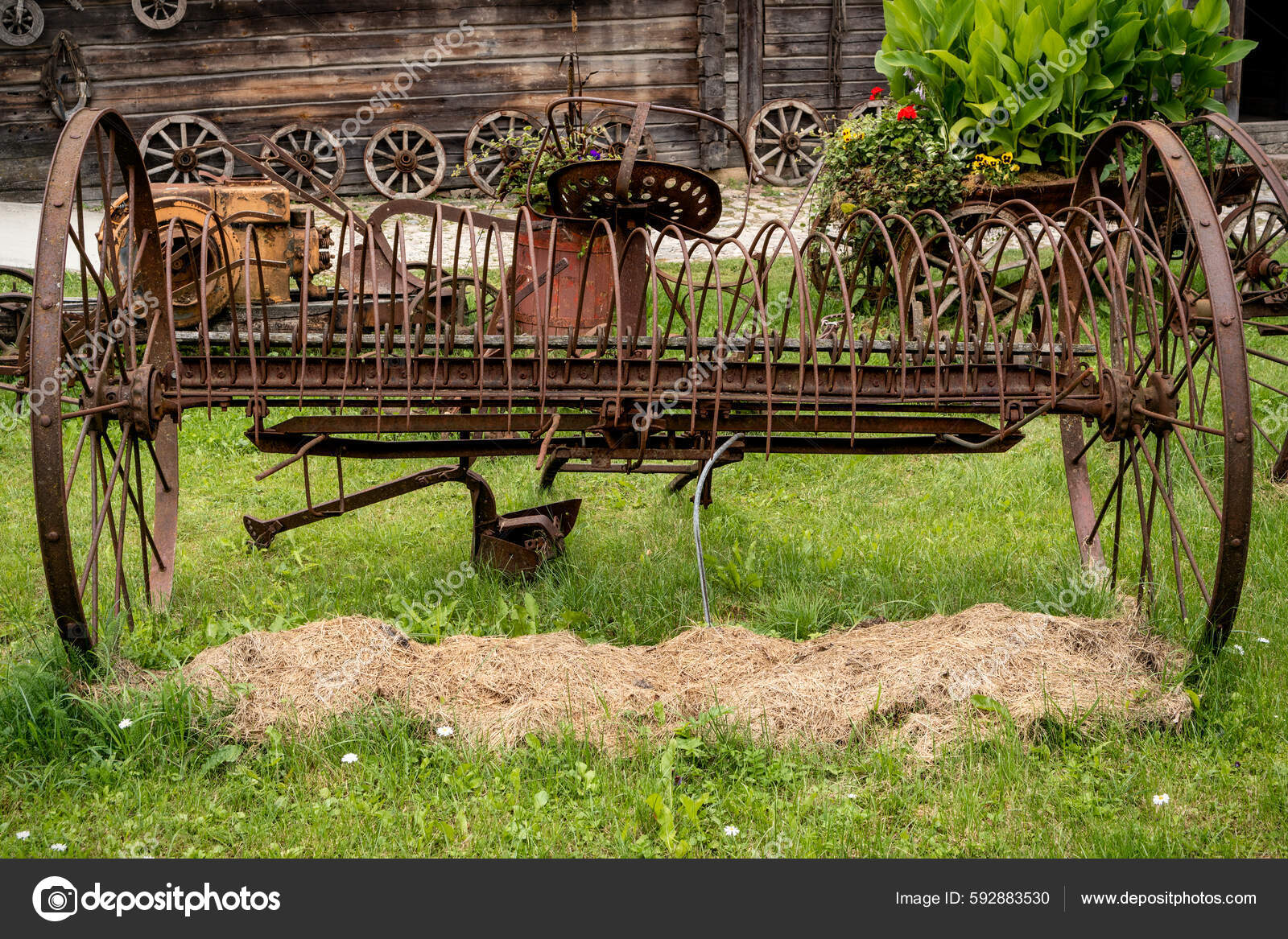 Old Rusty Agriculture Machine Rake Hay Stock Photo by ©grapix 592883530