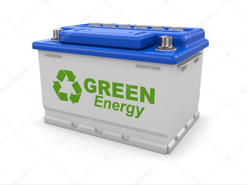 Car battery with green recycle sign. Stock Photo by ©maxxyustas 14695833