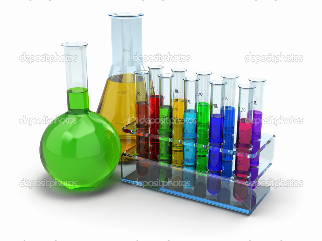Cientific research. Glass test tubes with reagent Stock Photo by ...