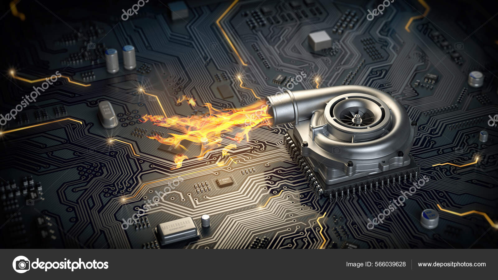 Cpu Microchip Turbocharger Fire Flame Computer Motherboard Processor ...