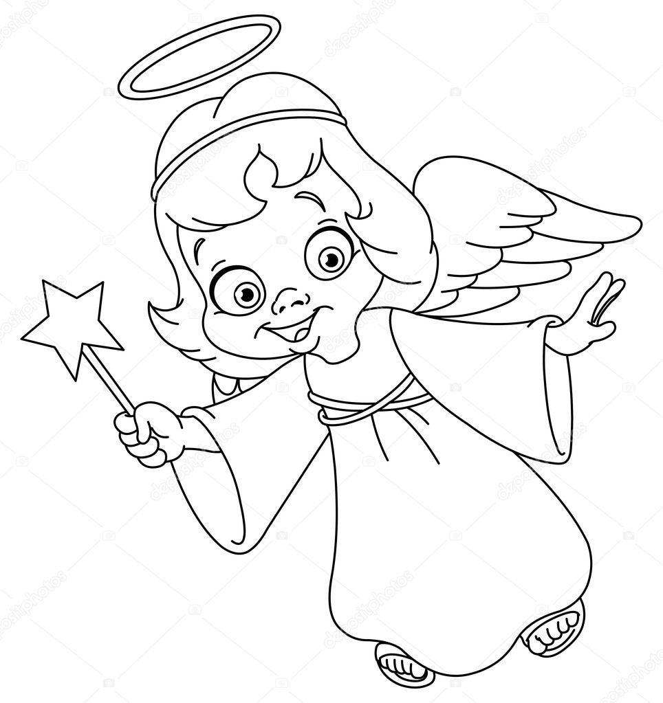 Christmas Angel Outline Clip Art