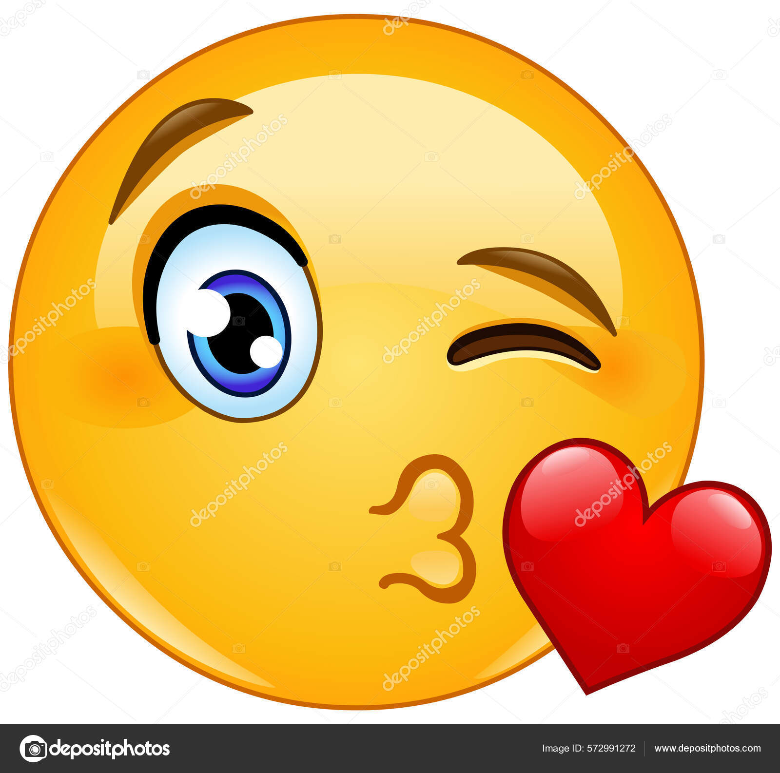 Emoticono Winking Emoji Cara Soplando Beso Con Corazón Rojo Vector de stock por ©yayayoyo 572991272