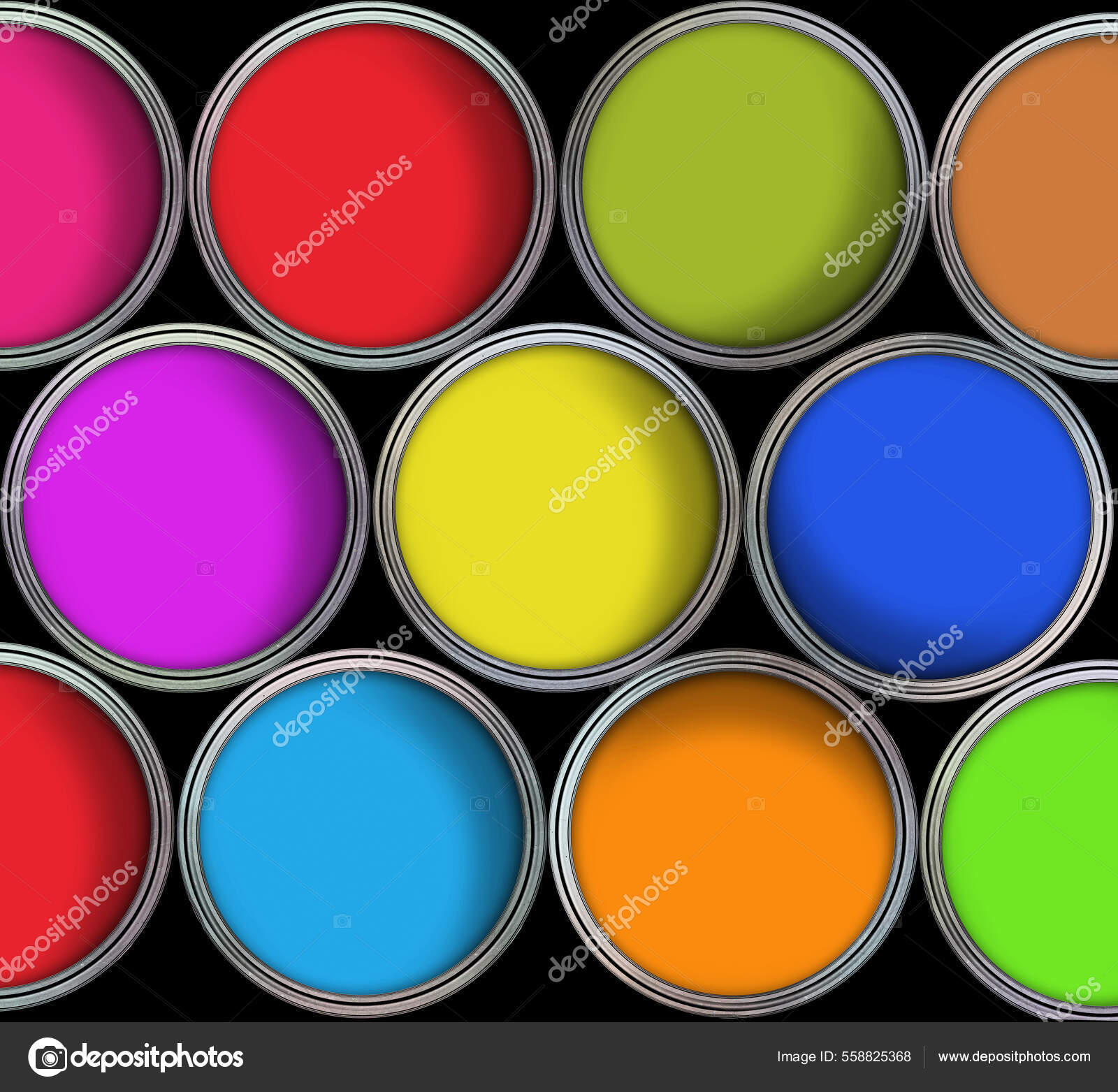 Paint Cans Color Palette Cans Opened Top View Stock Photo by ©almir1968 ...