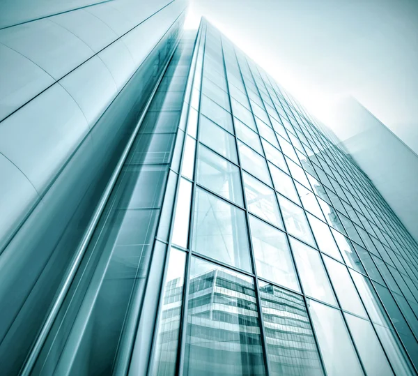 Panoramic and prospective wide angle view to steel light blue ...