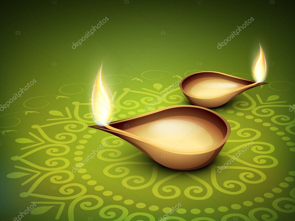 Beautiful illuminating Diya background for Hindu community festi ...