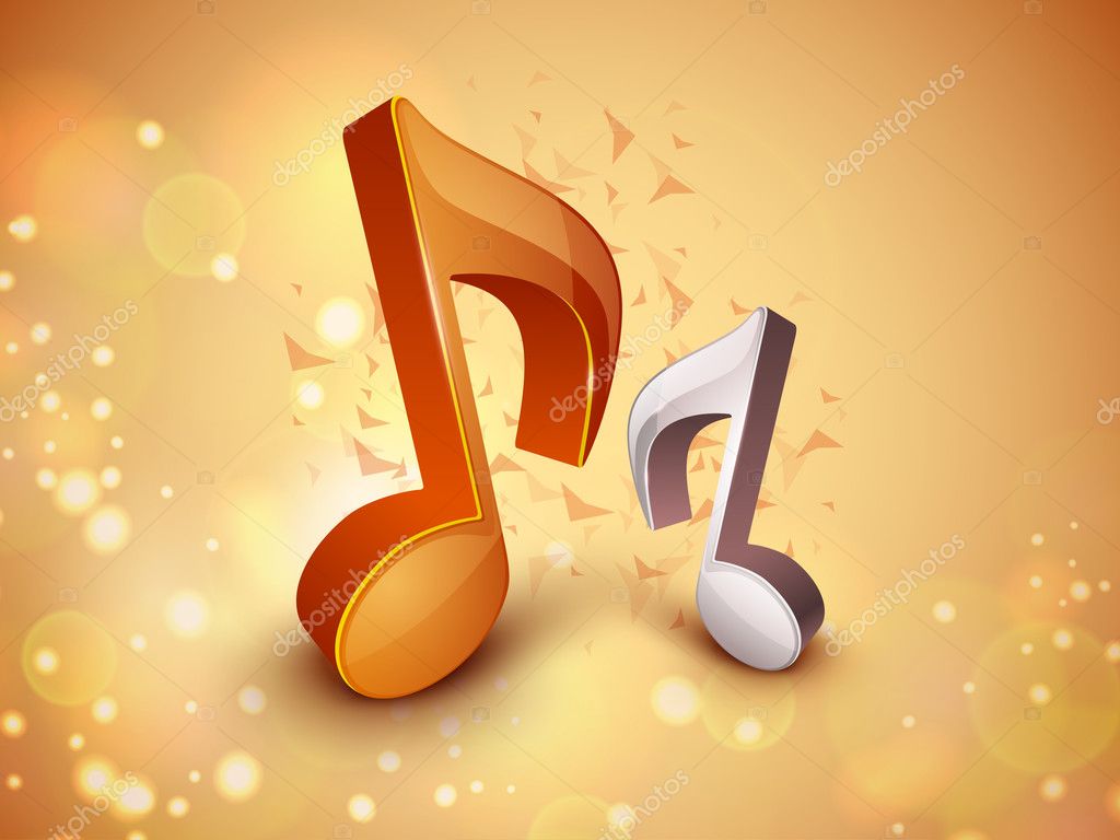 3D musical notes on shiny background. EPS 10. Stock Vector Image by ...