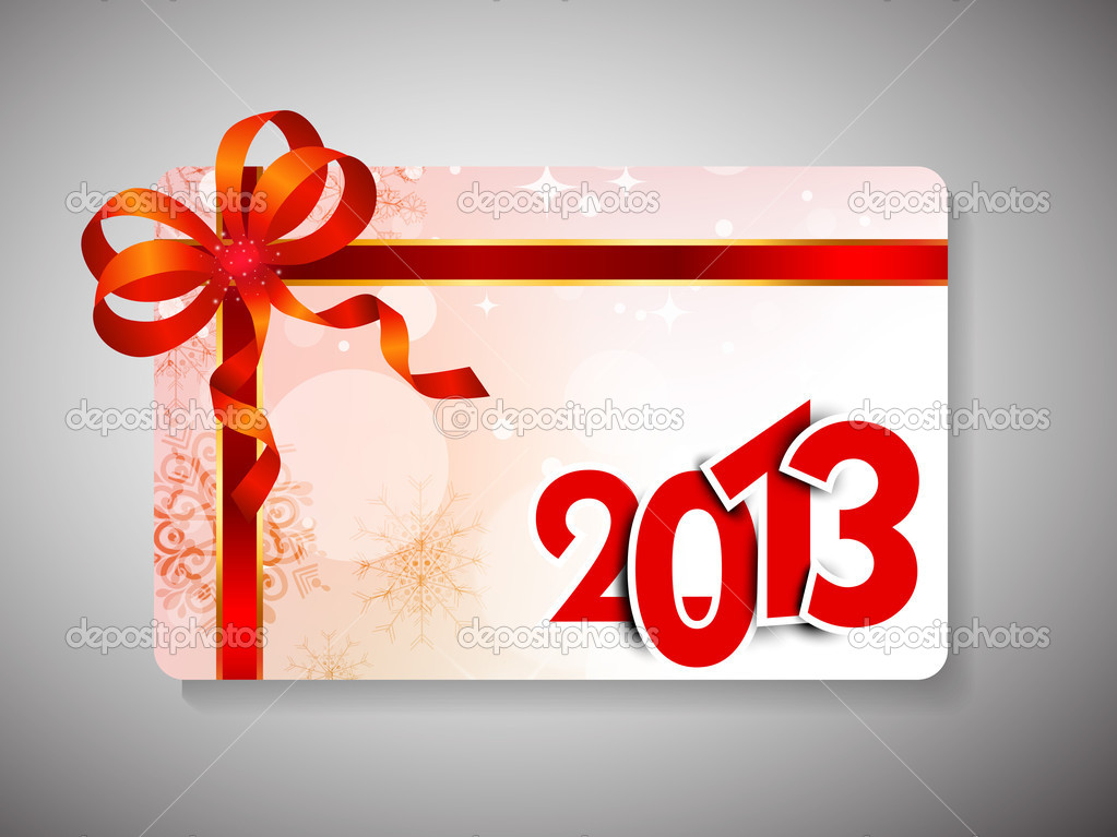 Gift card for Happy New Year celebration with ribbon. EPS 10. Stock ...