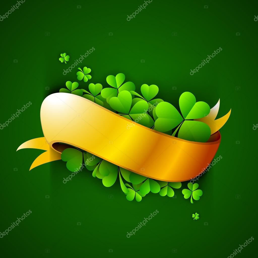 Shamrock leaves with golden ribbon. Stock Vector Image by ...