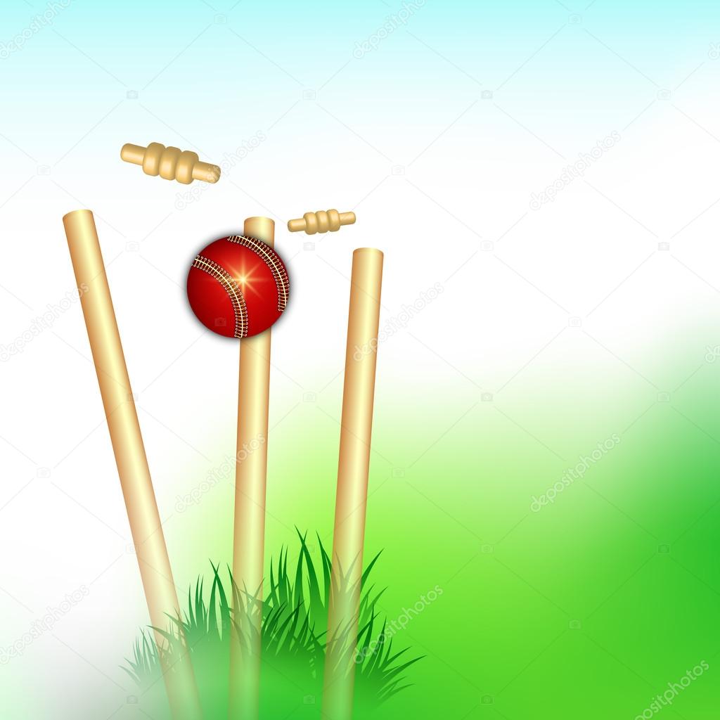 Abstract sports concept with cricket ball on wicket stumps. — Stock ...