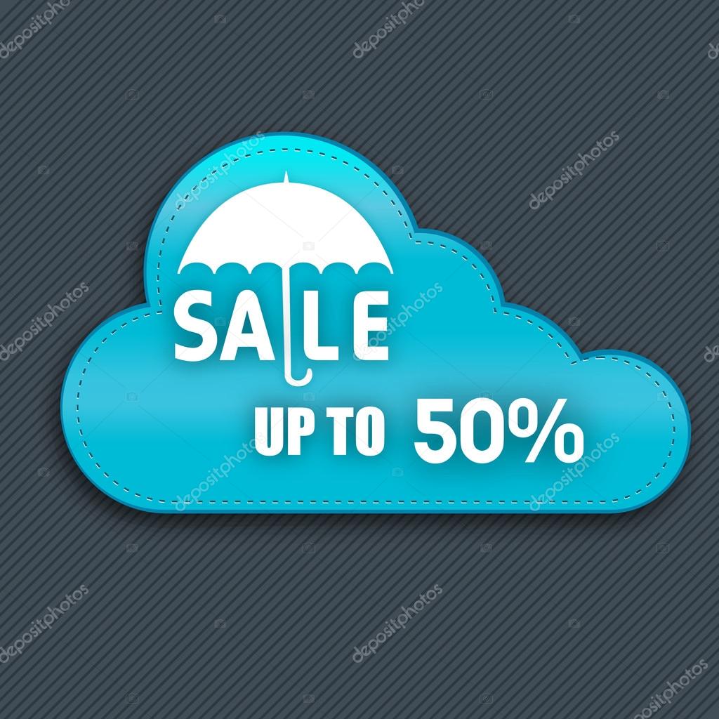 Monsoon offer and sale banner, sticker or flyer with cloud. Stock ...