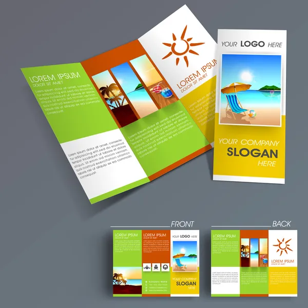 Professional business three fold flyer template, corporate brochure or ...