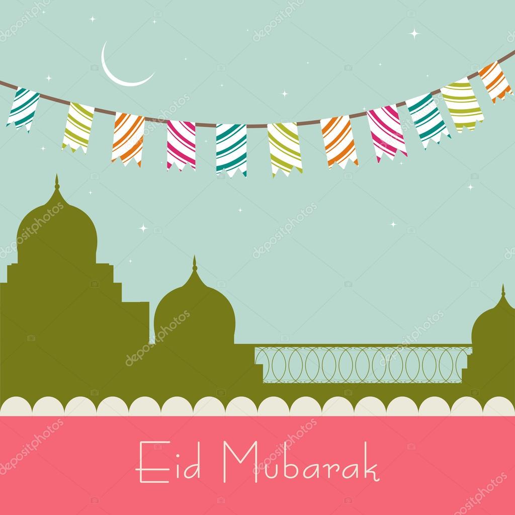 Muslim community festival Eid Mubarak background. Stock Vector Image by ...