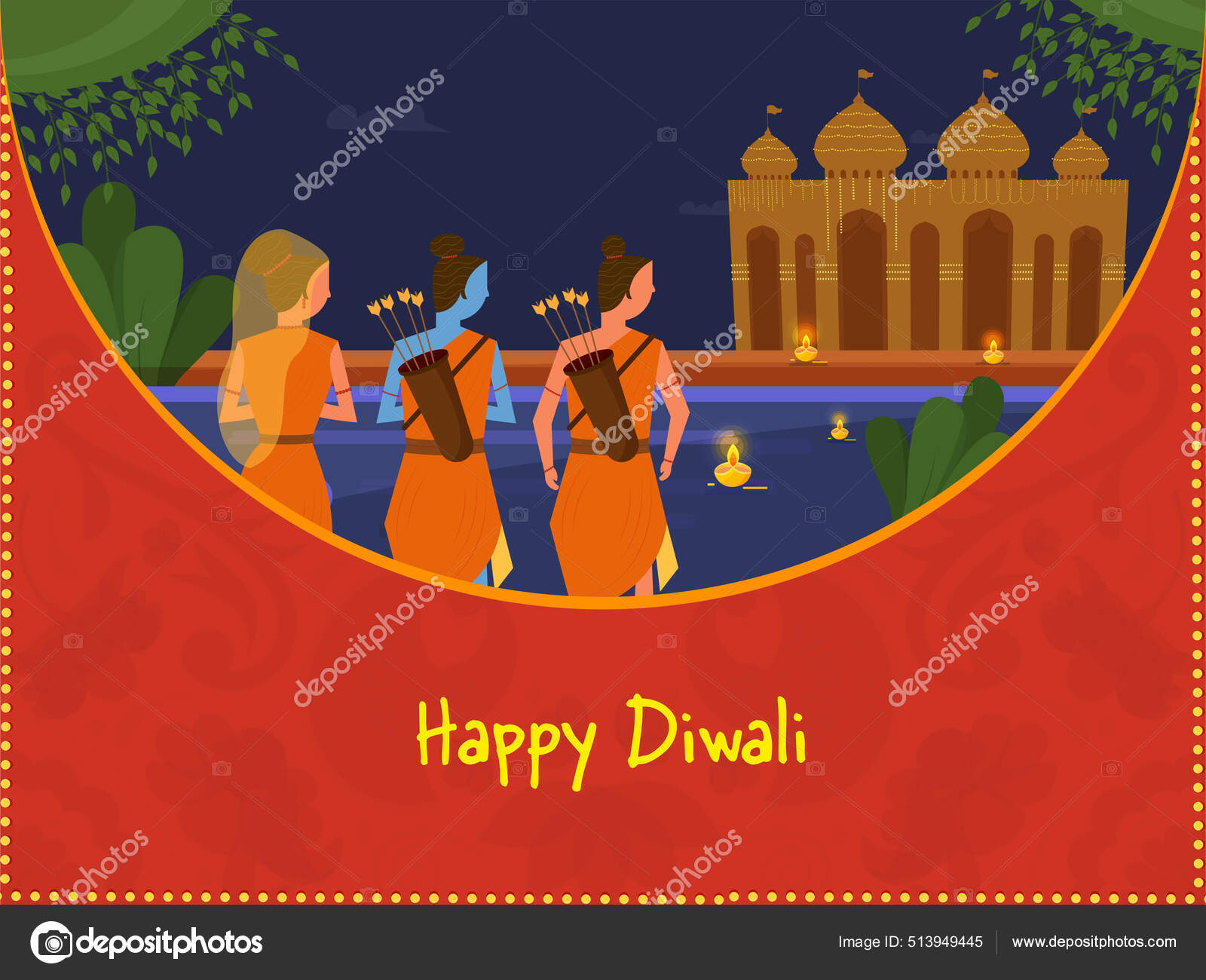 Lihat Kembali Dewa Hindu Rama Dengan Istri Nya Sita Dan Vektor Stok ...