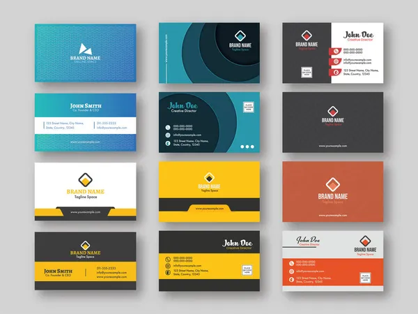 Vandret Sæt Visitkort Skabelon Med Front Ryg Præsentation Stock-vektor ...