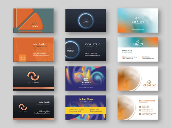 Vandret Sæt Visitkort Skabelon Med Front Ryg Præsentation Stock-vektor ...