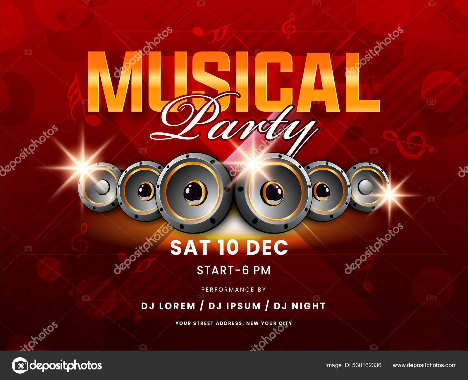 Tarjeta Invitación Fiesta Musical Con Sonidos Woofer Brillante Detalles ...