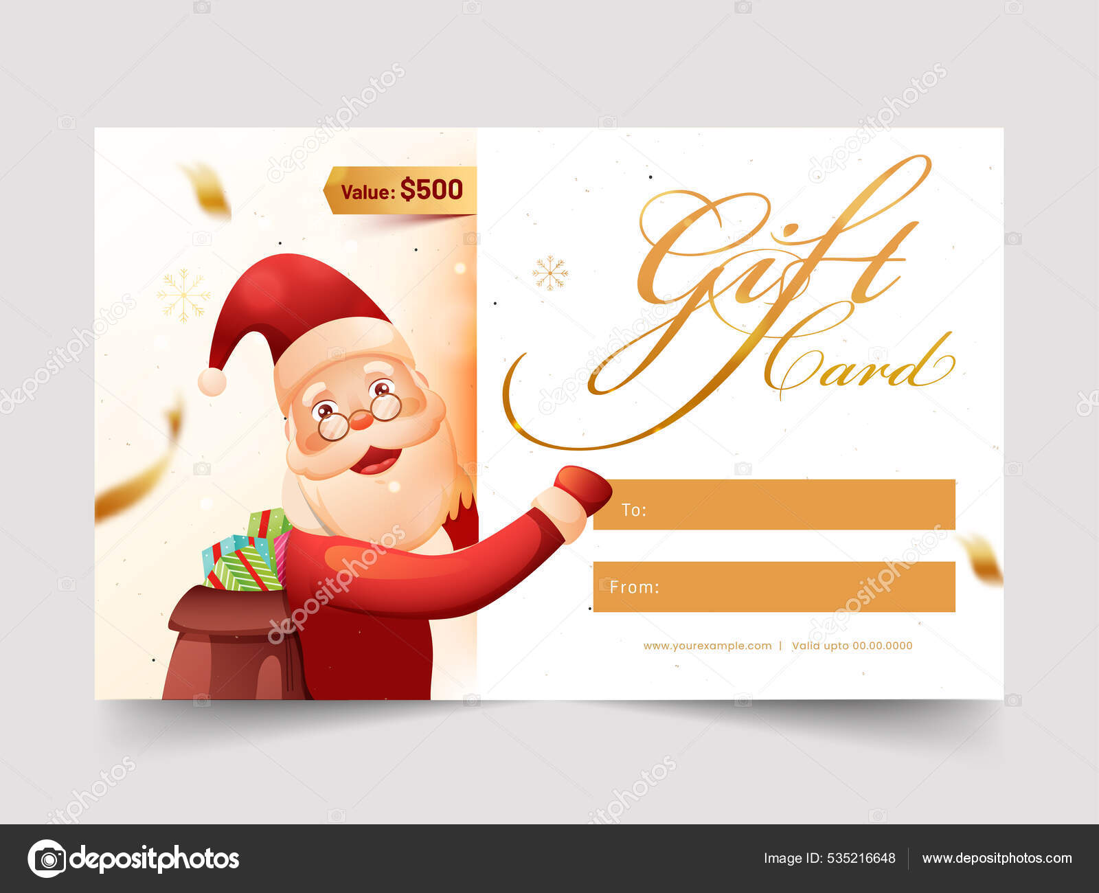 Gift Card Template Layout Cute Santa Claus Bag Full Gift Stock Vector ...