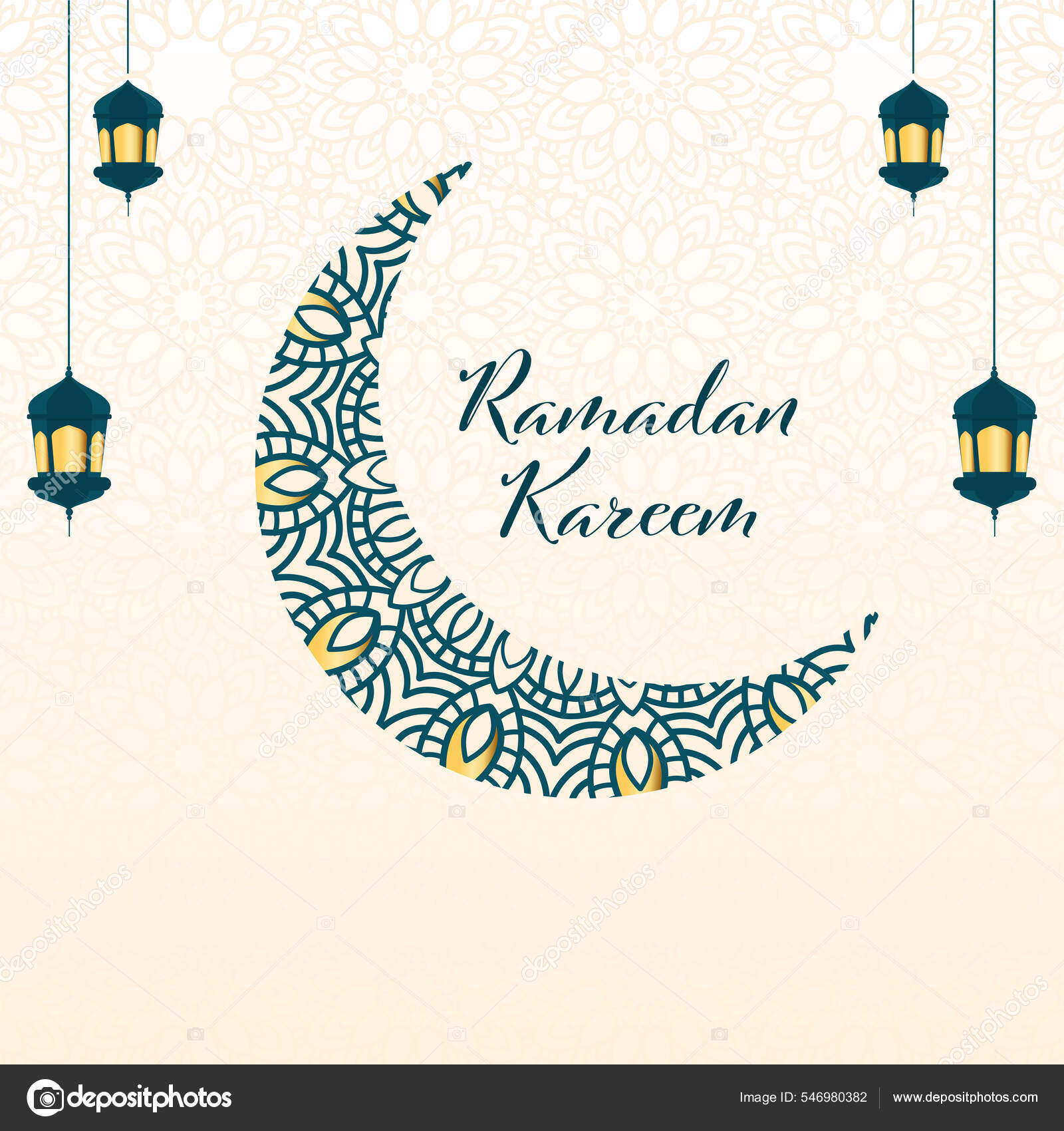 Islamic Pattern Crescent Moon Arabic Lanterns Decorated Background ...