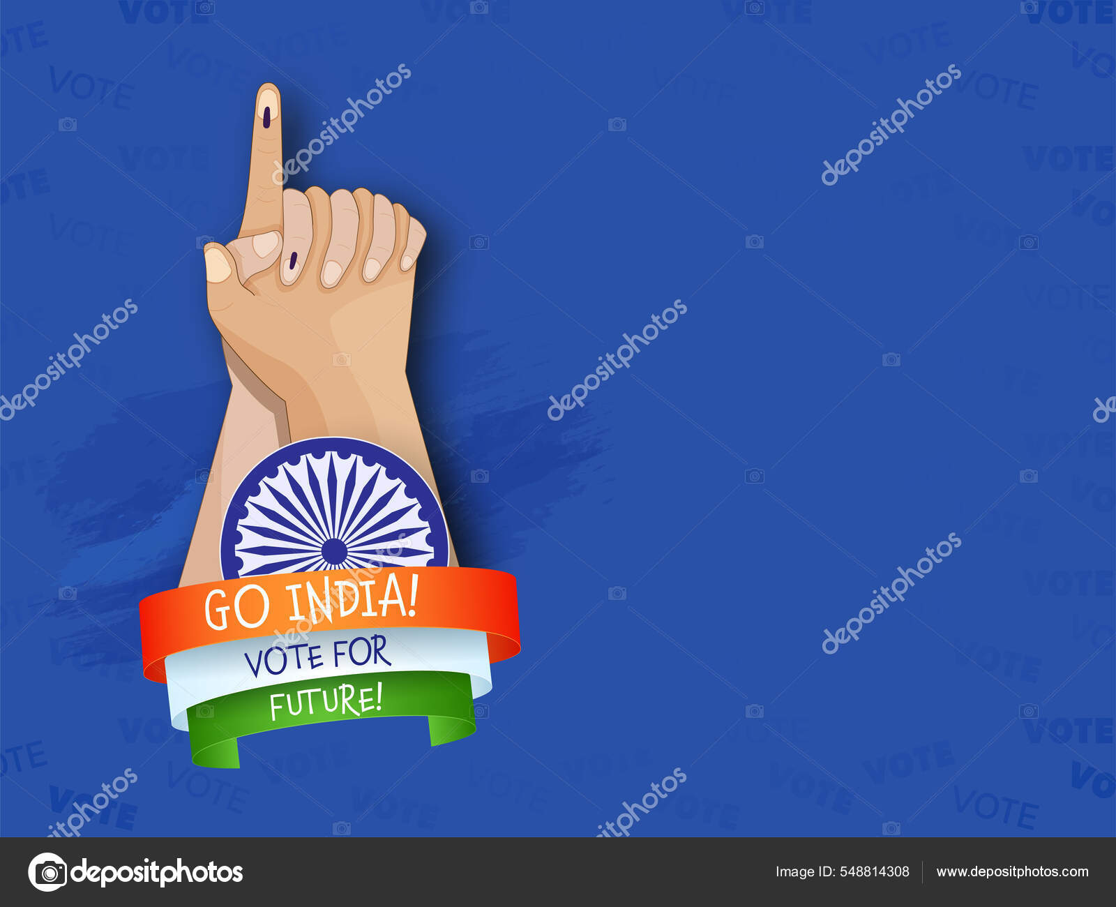 India Vote Future Message Ribbon Tricolor Ashoka Wheel Folded Two Stock ...