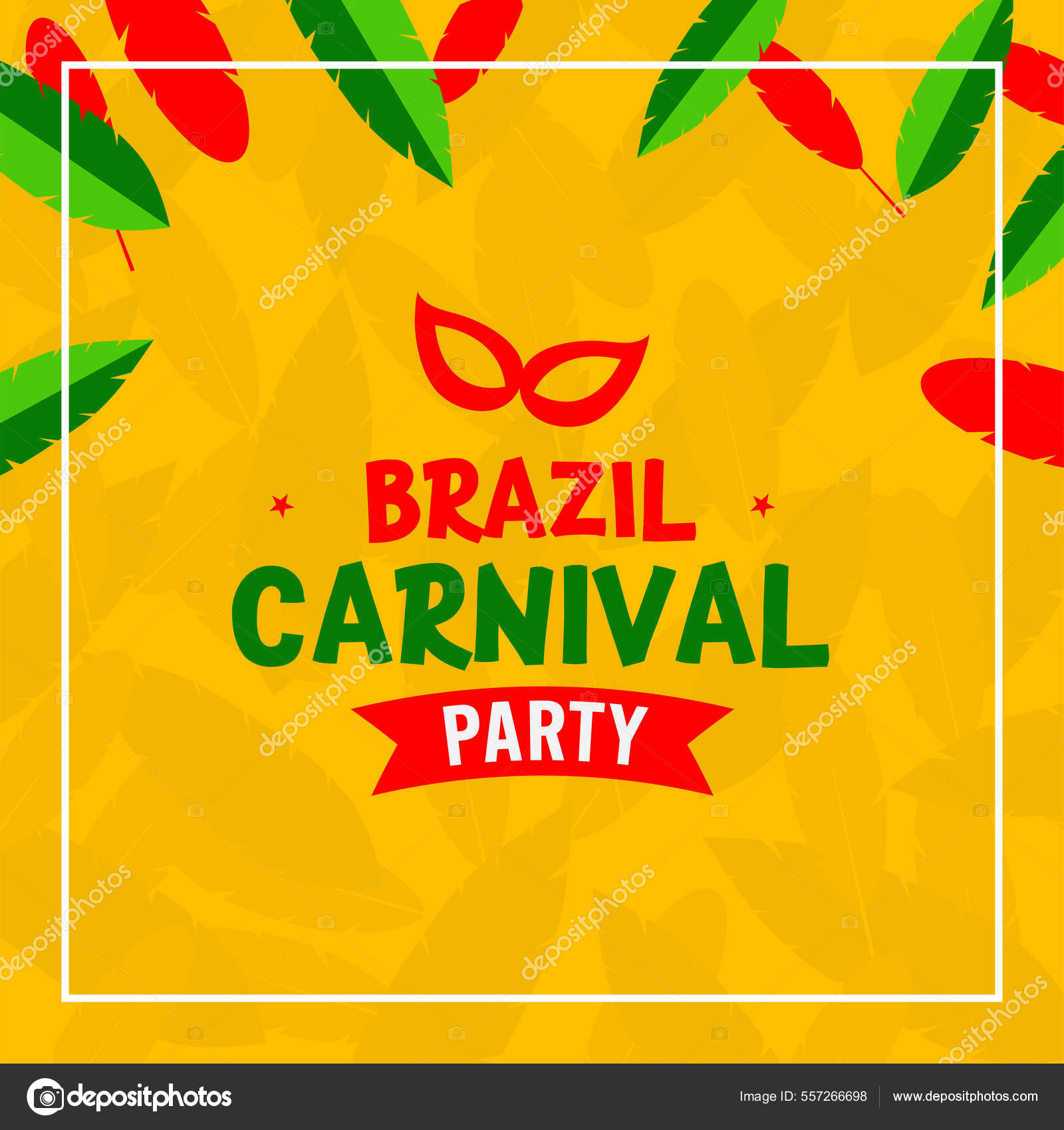 Brazil Carnival Party Invitation Poster Design Mask Feathers Decorated ...