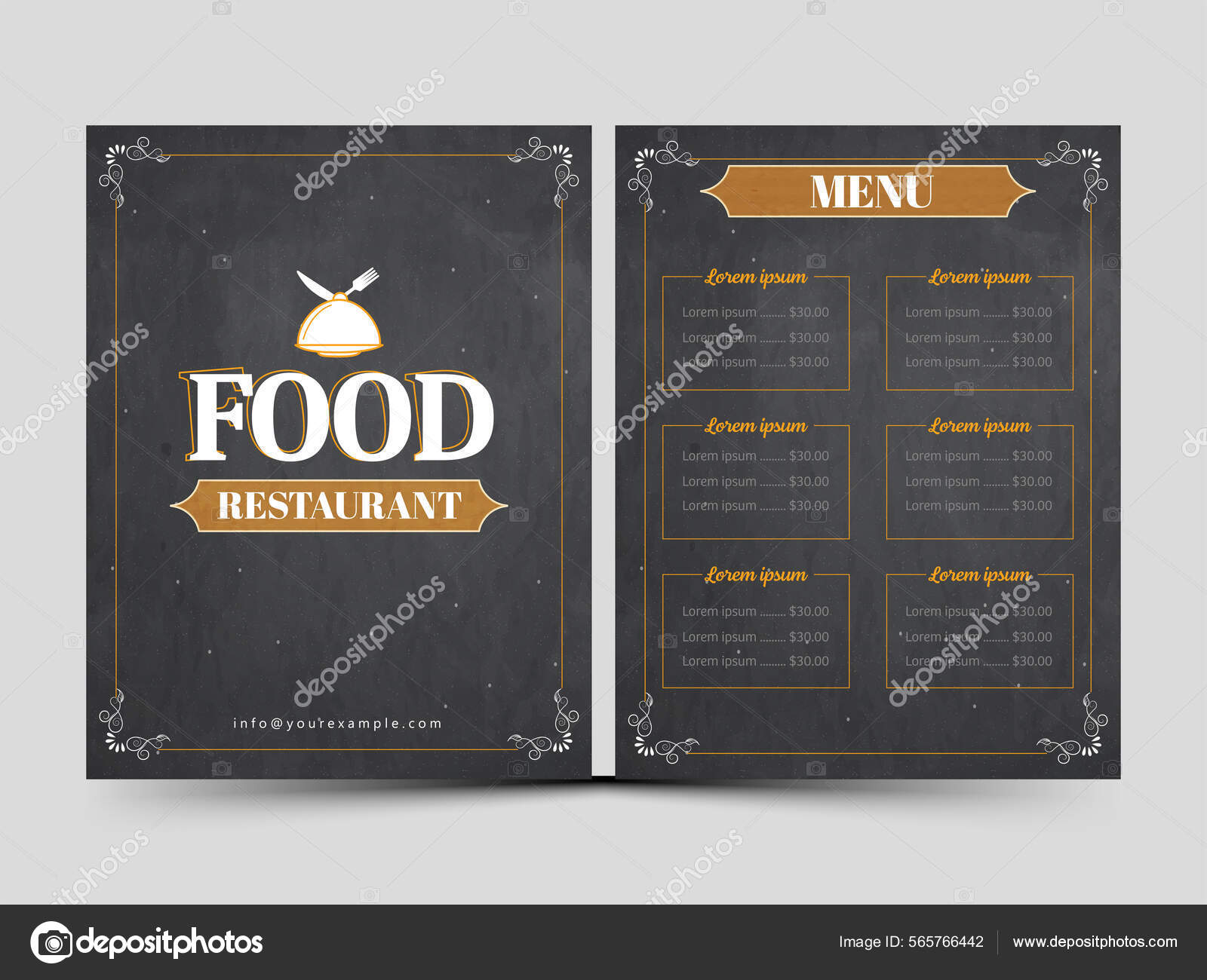 Restaurang Meny Card Mall Eller Flyer Design Svart Färg — stockvektor ...