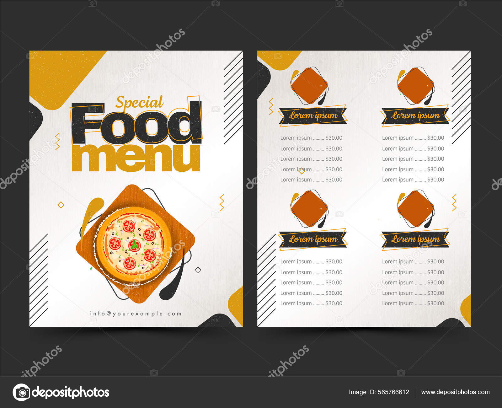 Templat Kartu Menu Makanan Atau Desain Flyer Depan Dan Belakang Vektor ...