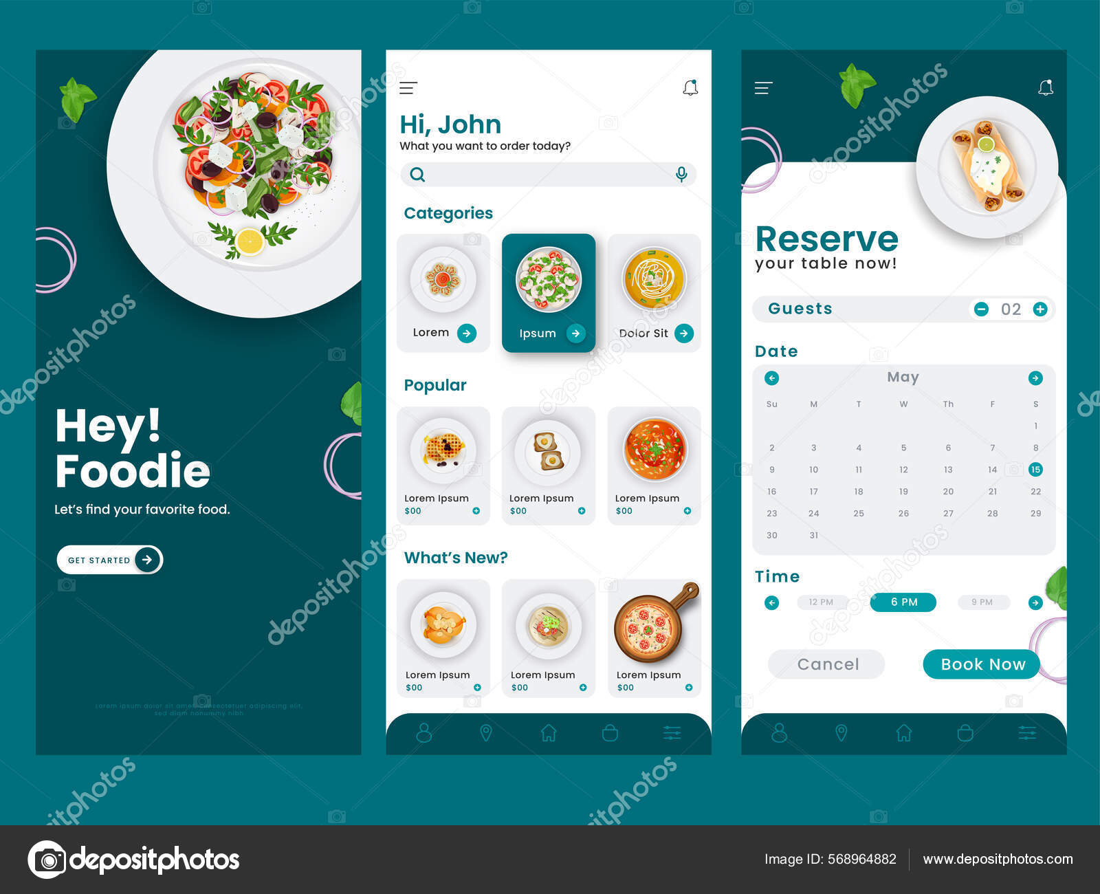 Restaurant Menu App Gui Screen Including Login Reserve Table Template ...